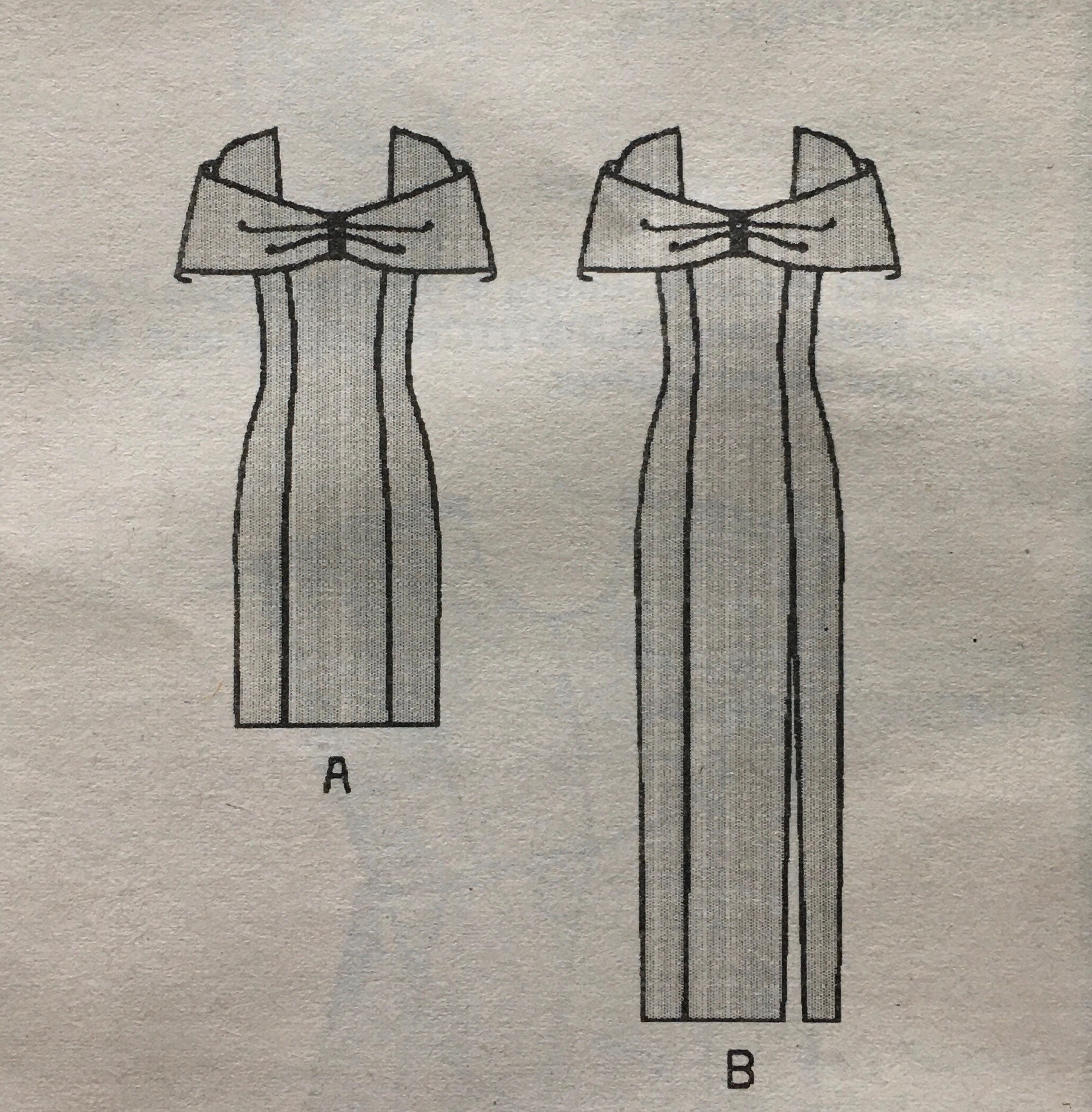 Butterick 6529 Fitted Straight Evening Gown Floor or Knee Length Misses ...