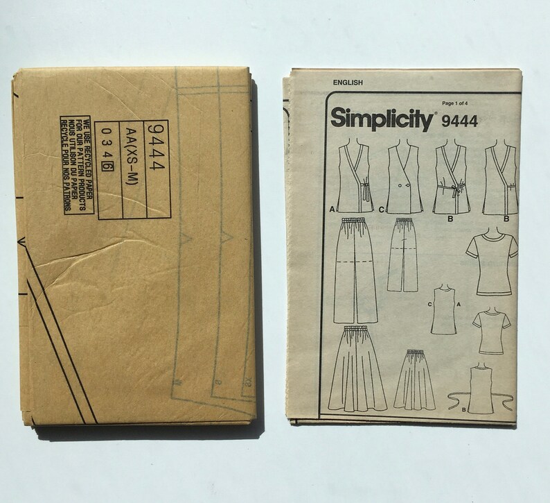Simplicity 9444 Long Wrap Vest Side Ties Wide Leg Pants Pull - Etsy