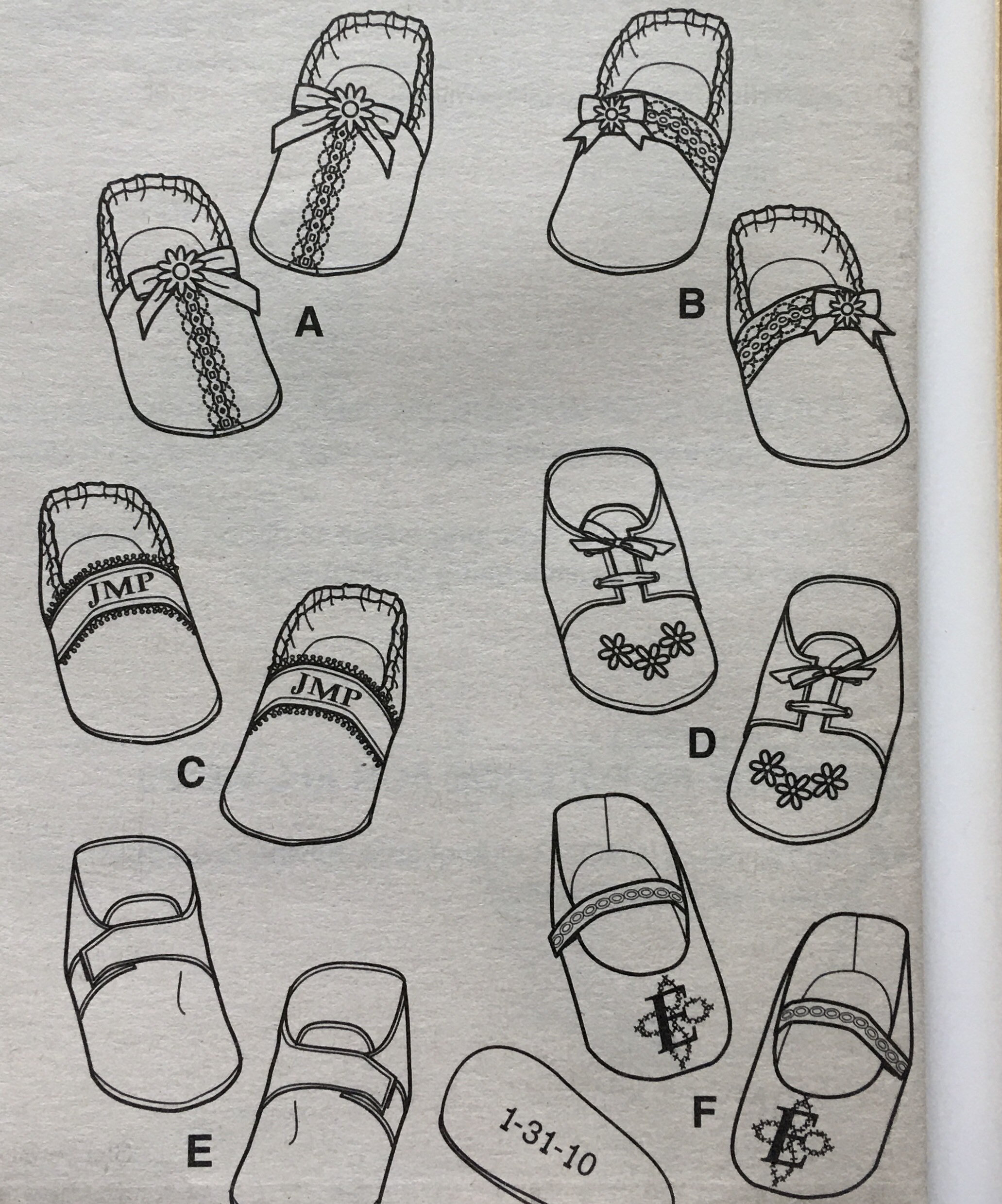Simplicity 2471 Baby Shoes Soft Fabric Booties Mary Janes One Size ...