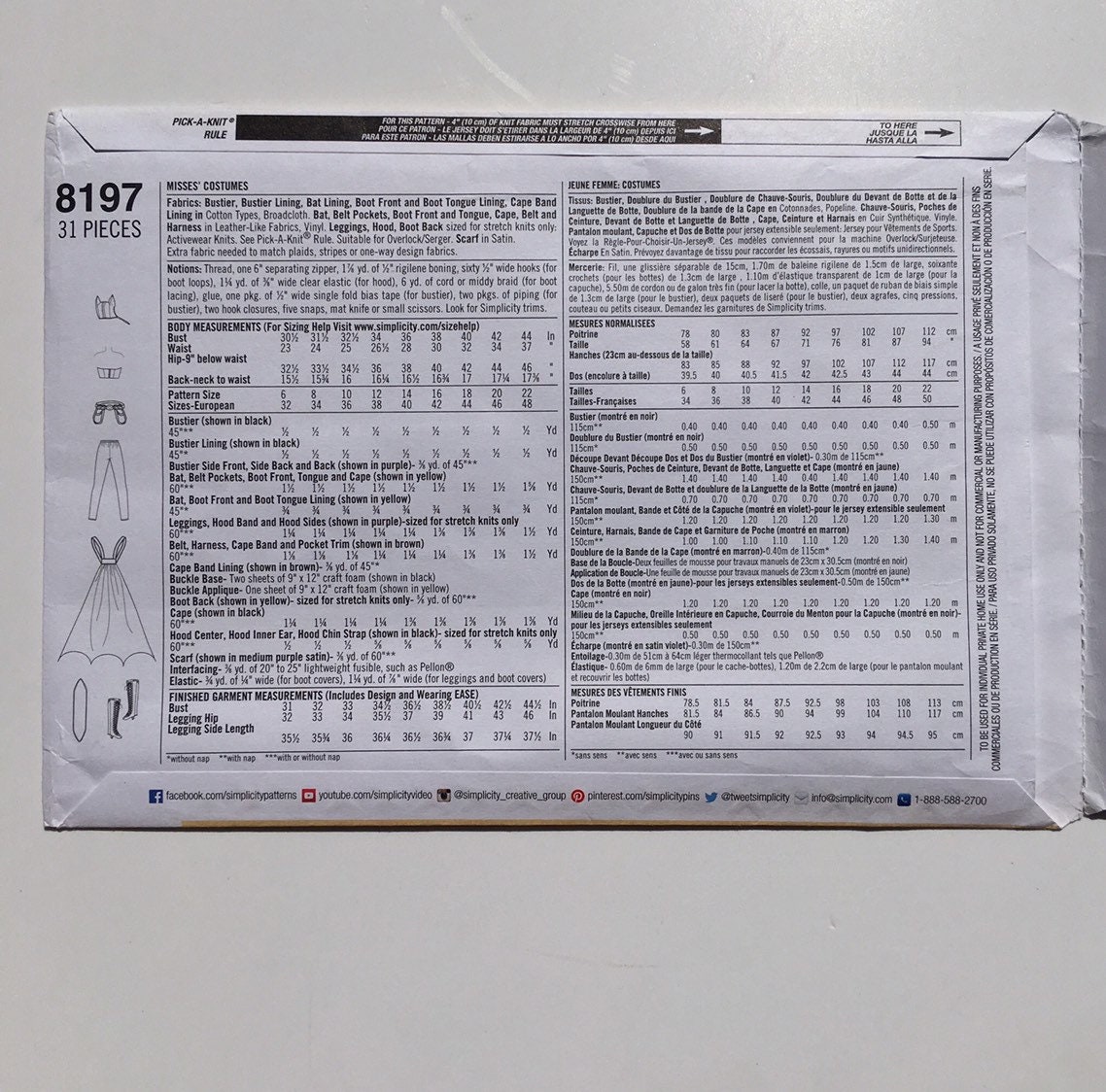 Kits & How To Patterns Simplicity 8197 Batgirl DC Comics Bombshells ...