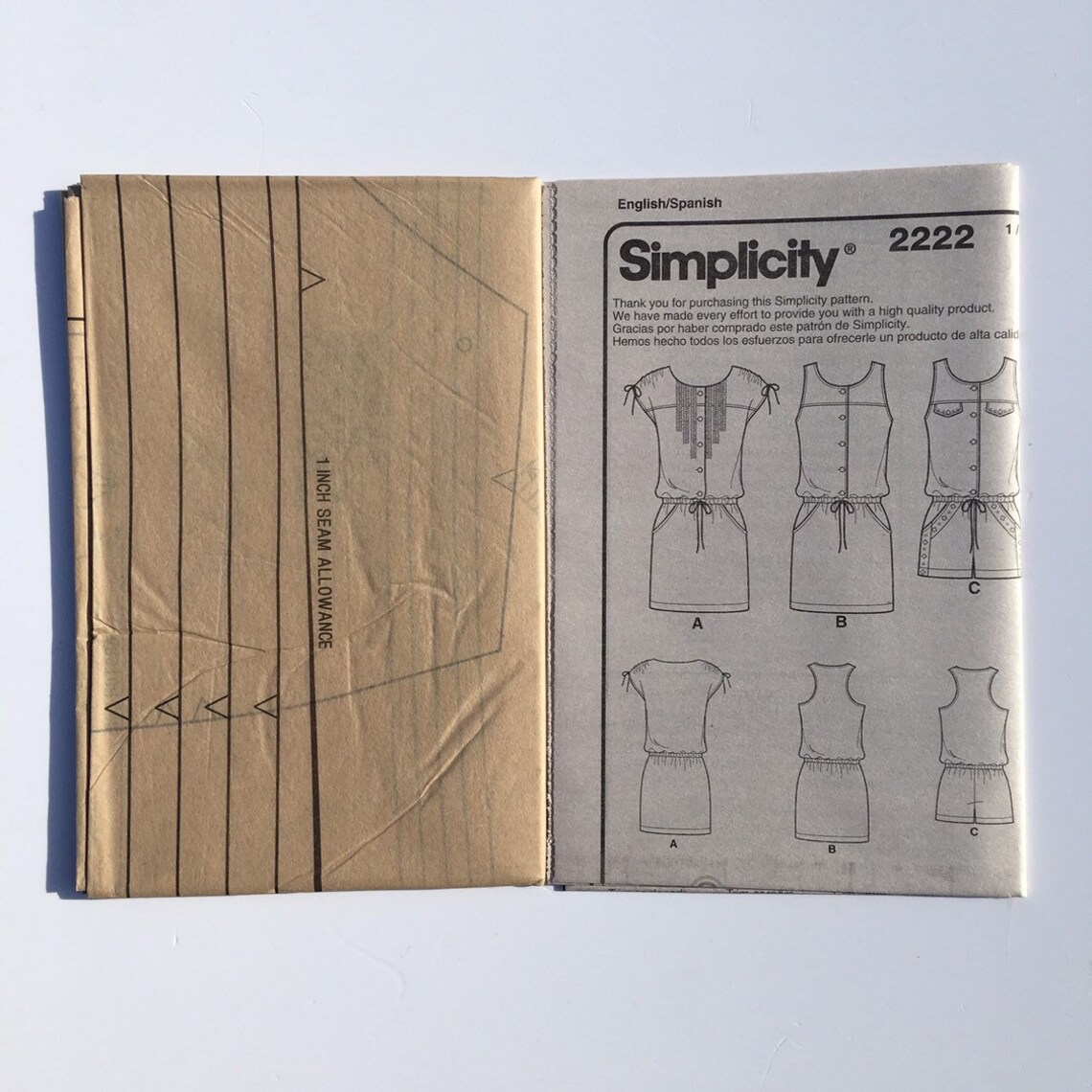Simplicity 2222 Fashion Designer Suede Dress or Romper Misses 12-20 ...
