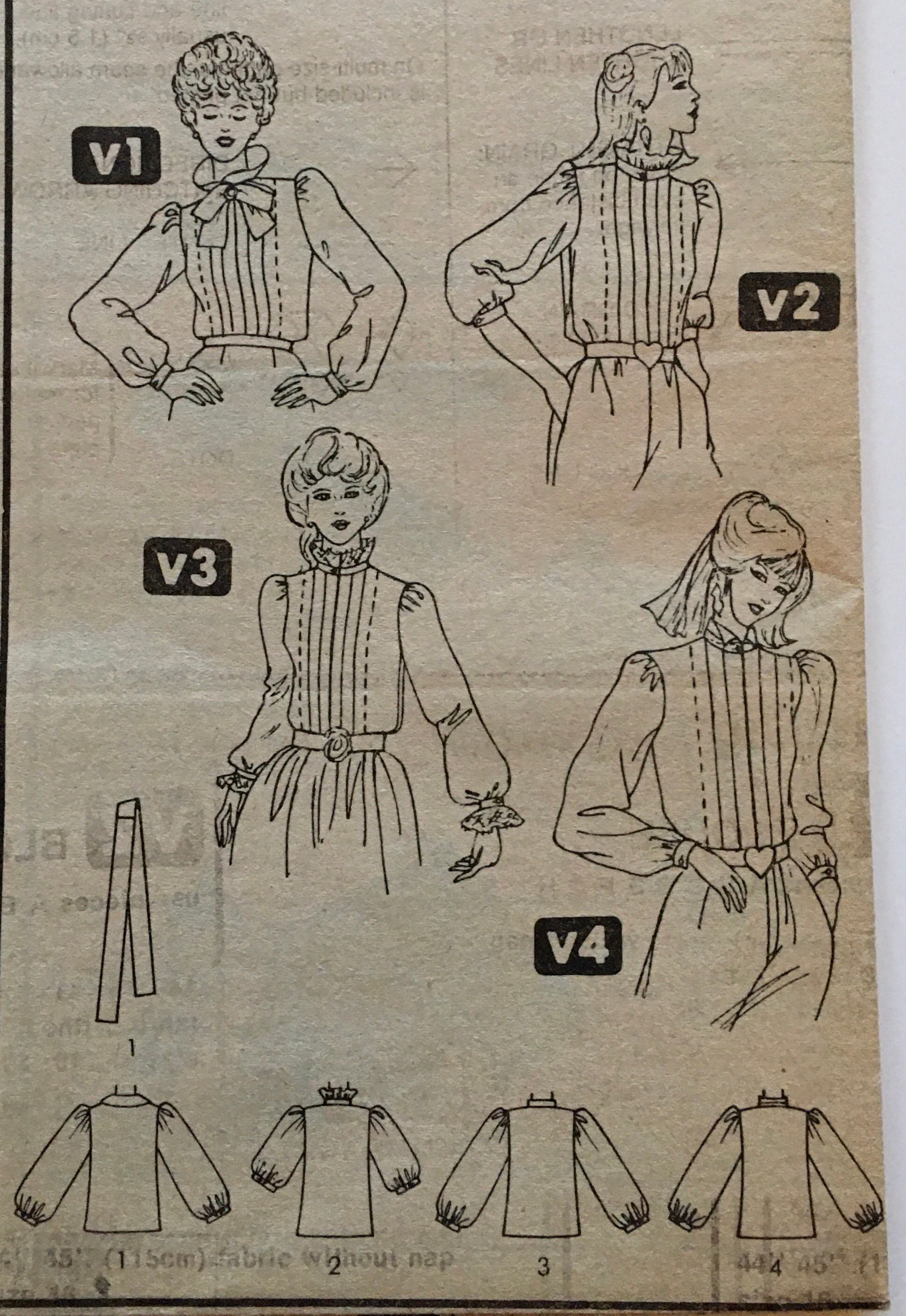 Simplicity 5813 Edwardian Victorian Blouse High Neck Tucks Ruffled ...