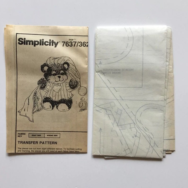 Vintage Simplicity 7637 Teddy Beddy Bear 11 Plush - Etsy