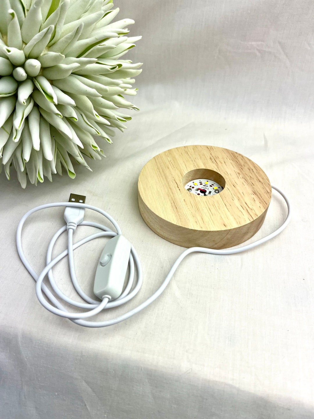 Light Base Wood, LED Base, Light Base, 3D LED, Round Display Base, LED ...