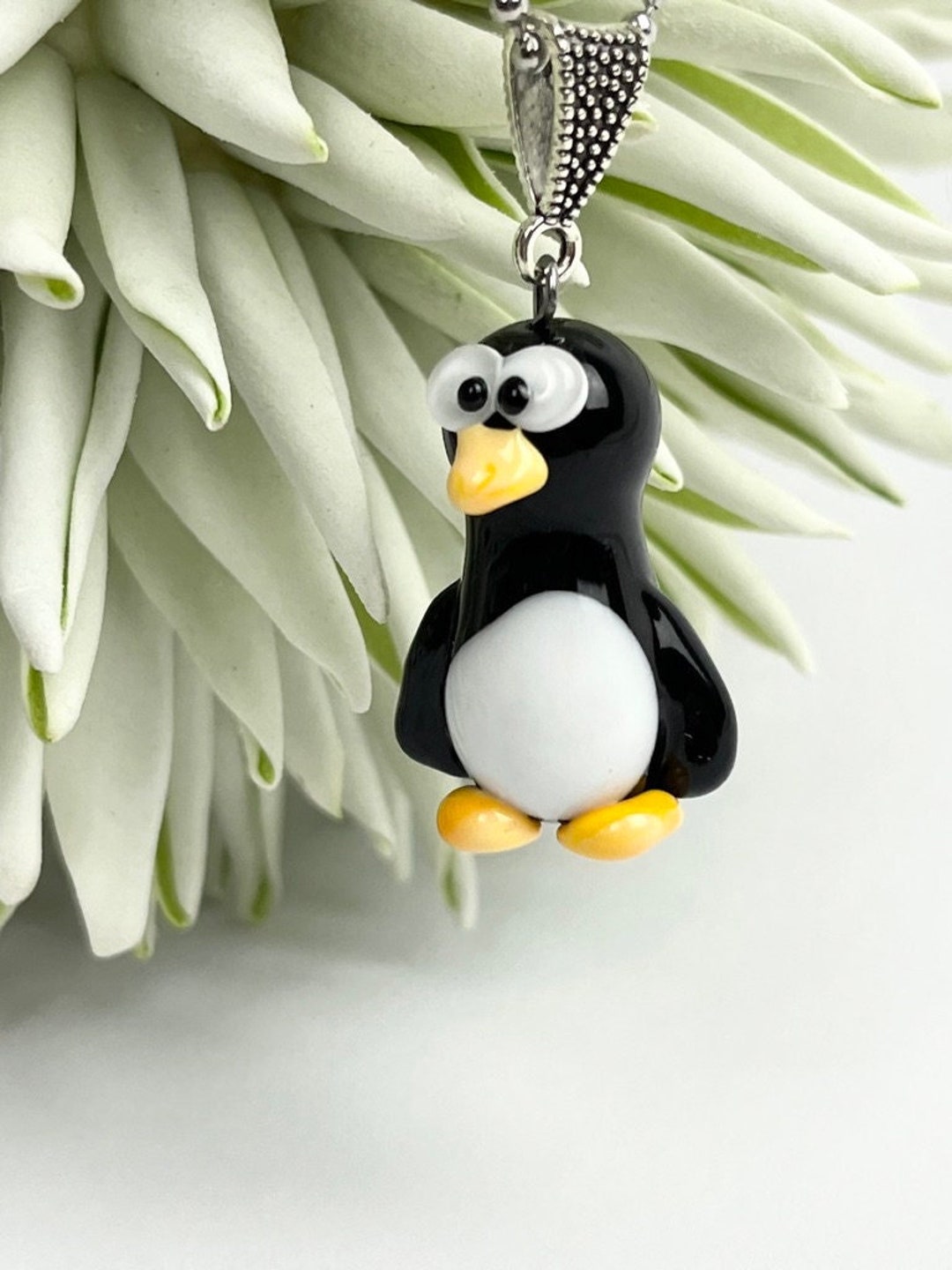 Penguin Pendant Lampwork Glass Bead / Lampwork Bead Murano Glass ...