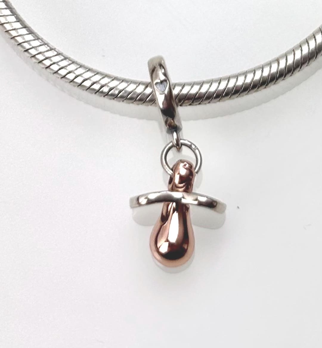 Rose Gold/silver Pacifier 925 Silver 18 Carat Gold-plated Charm for ...