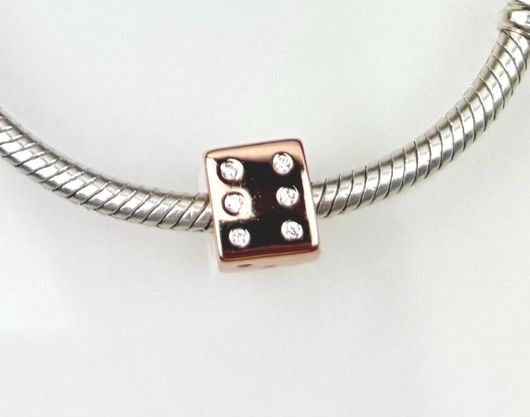 Rose Gold Cube 925 Silver 18 Carat Gold-plated Charm for Pandora ...