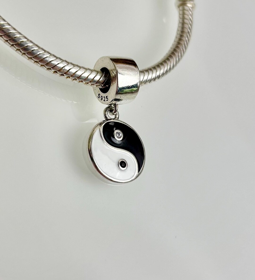 Yin Yang Blue White 925 Silver Charm for Pandora Bracelet or Chain ...
