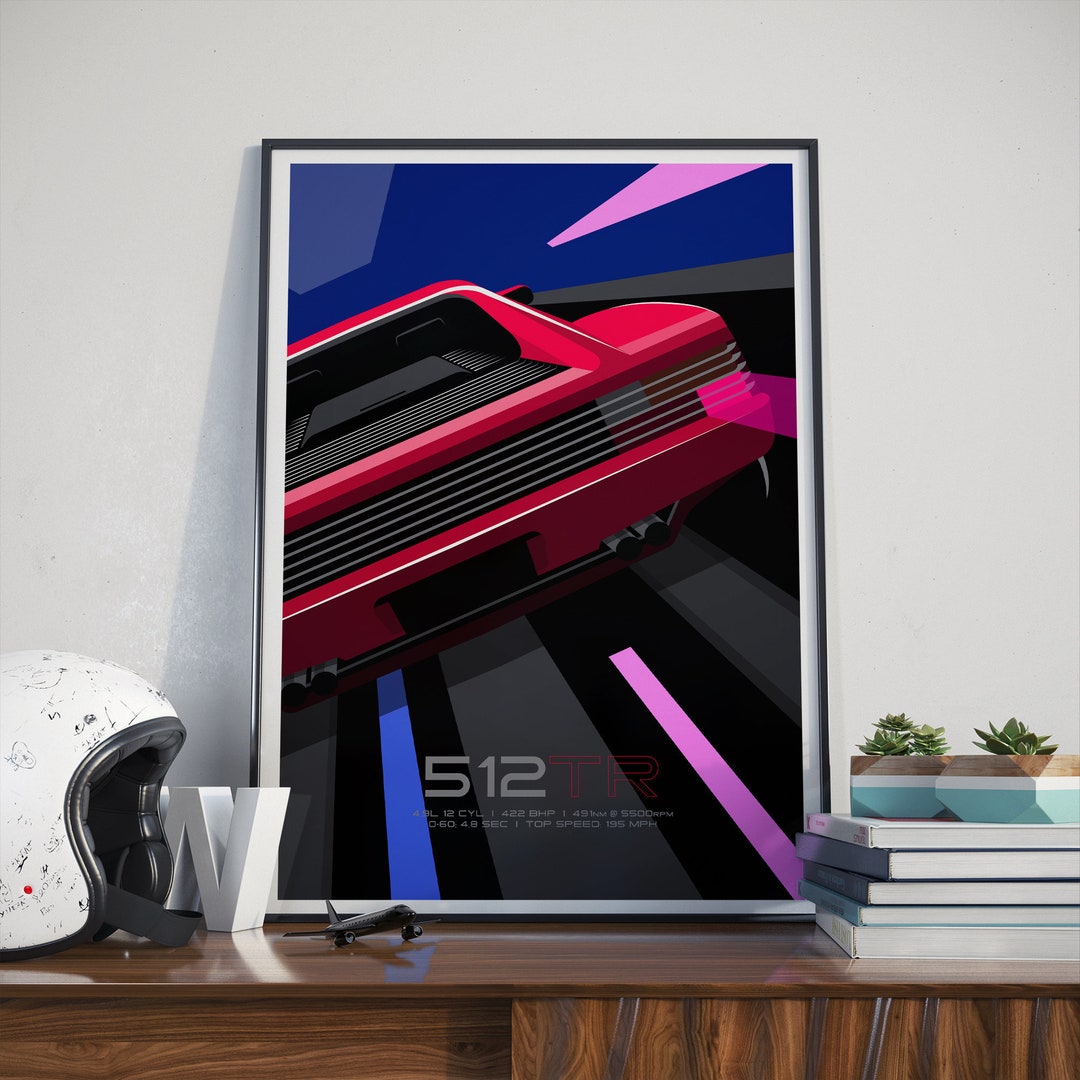 Ferrari Testarossa Supercar Poster Print Printed on Smooth, Ultra White ...