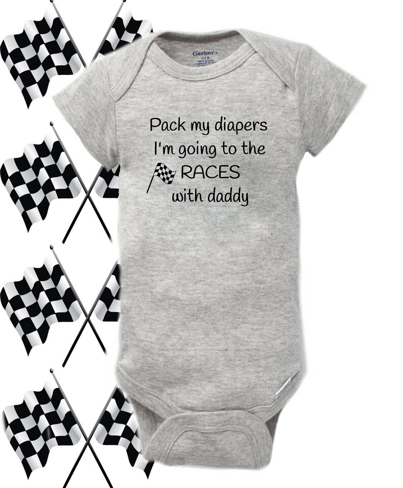 Racing Baby Bodysuit Gray Onesie Pack My Diapers I'm - Etsy