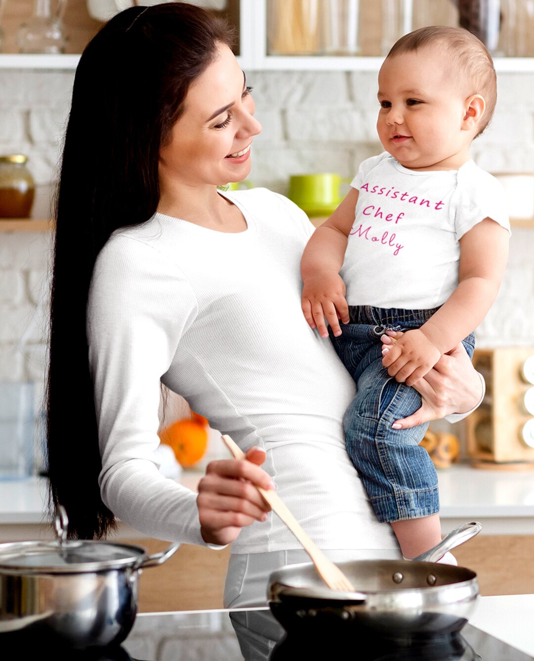 Assistant Chef Baby Onesie, Personalize With Name, Cooking Baby Shirt ...