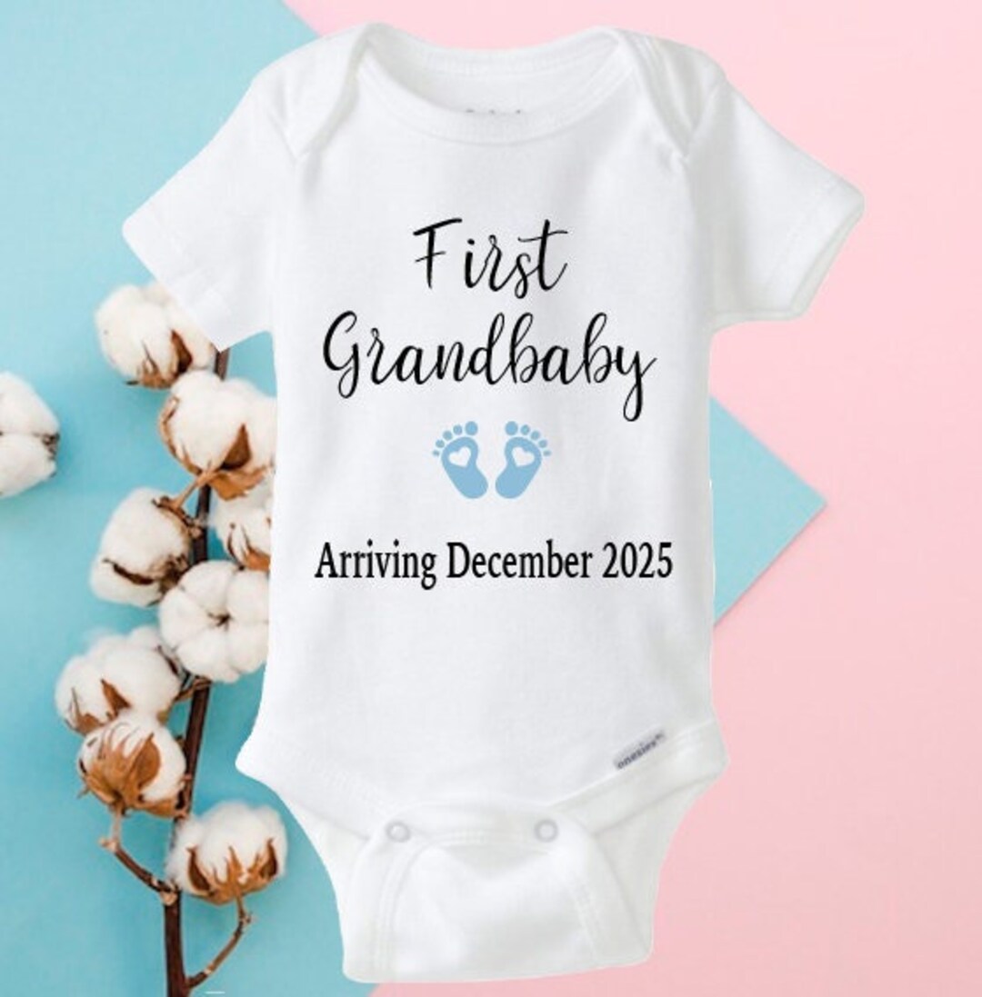 First Grandbaby, Baby Announcement Onesie®, Grandparents Announcement ...