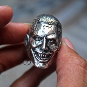 Hand Sculpted Jared Leto Joker Silver Ring Oxidized White Brass and Sterling Silver Ring. Perfect Gift for Your Loved Ones Etsy