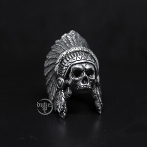 Handmade Jawless Indian Apache Skull Ring : Oxidized Brass and Sterling ...