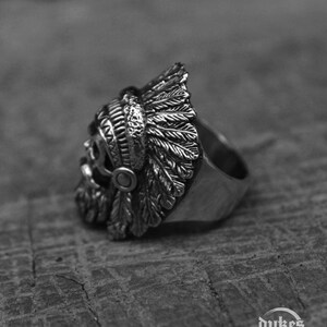 Handmade Indian Apache Skull Beard Mustache Ring : Oxidized - Etsy