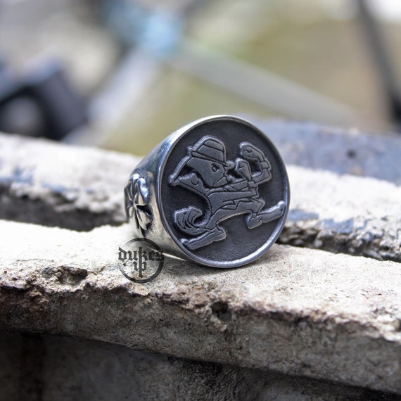 Handmade Fighting Irish Logo Signet Ring Oxidized Lead Free Pewter Irish Leprechaun Logo Ring Etsy