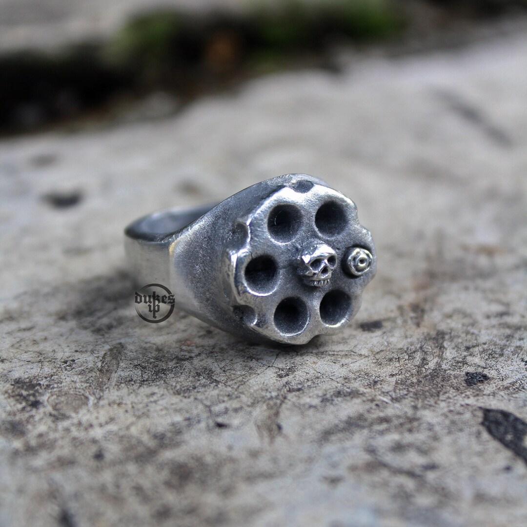 Handmade Russian Roulette Pewter Ring : Oxidized Lead Free Pewter Ring ...