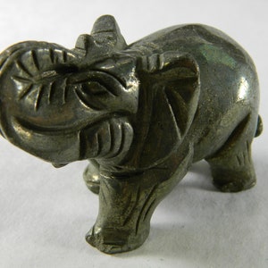 74MM Natural Golden Pyrite Hand Carved Elephant Gemstones Collectibles ...