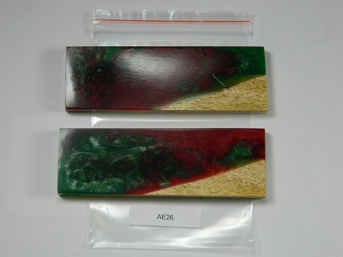 Wood & Resin Inlaid Knife Handle Blank Scales 1 Pair Green | Etsy
