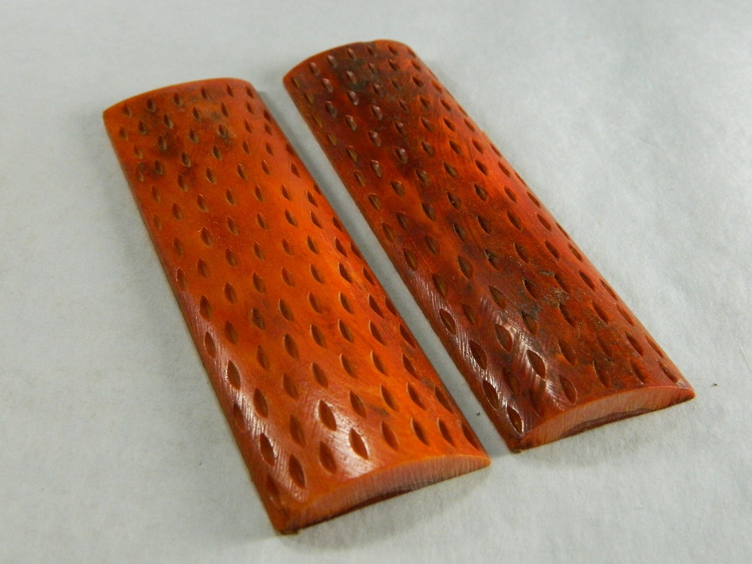 Color Washed Carved Camel Bone Knife Handle Blank Scales - 1 Pair ...