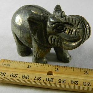 74MM Natural Golden Pyrite Hand Carved Elephant Gemstones Collectibles ...