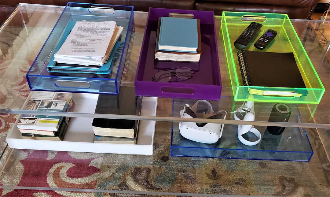 Large Acrylic Tray 22 X 12 X 2 With Hand Holes - Neon, Clear or Solid ...