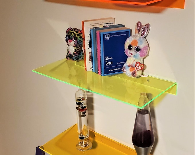 22 Folded Color Lucite Wall Shelf, 22 Long X 8 Deep 1/4 Acrylic Hand ...