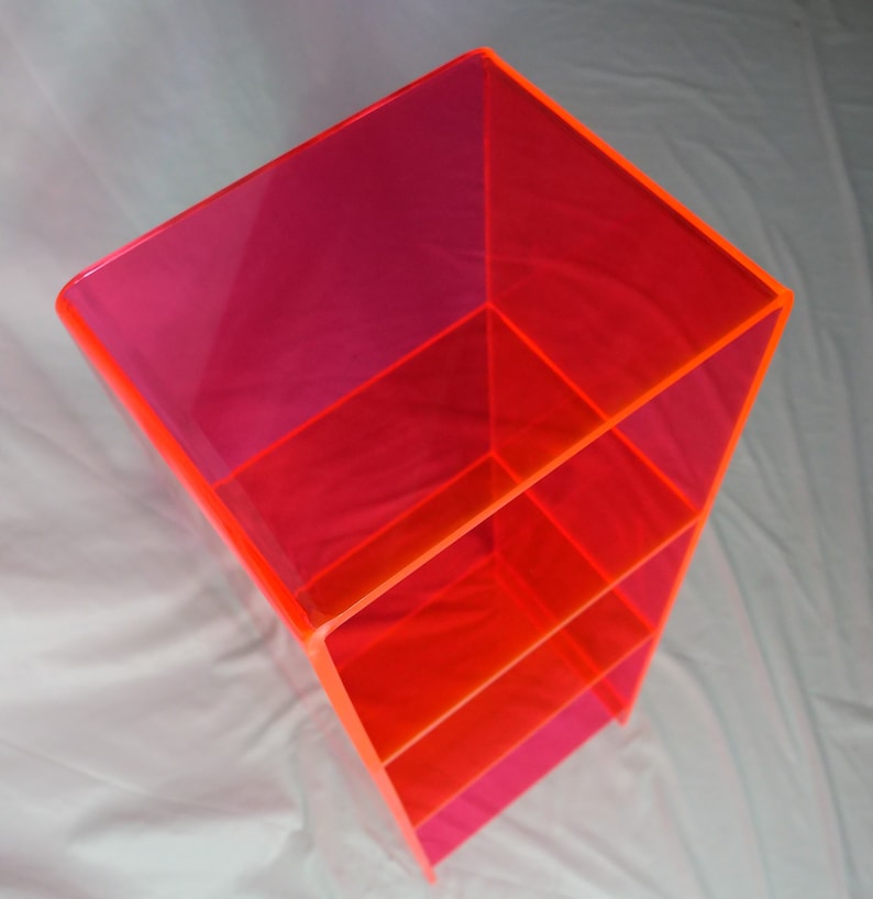 Neon Red/hot Pink Colored Acrylic Bookshelf/bookcase 40"hx12"wx12"d in ...