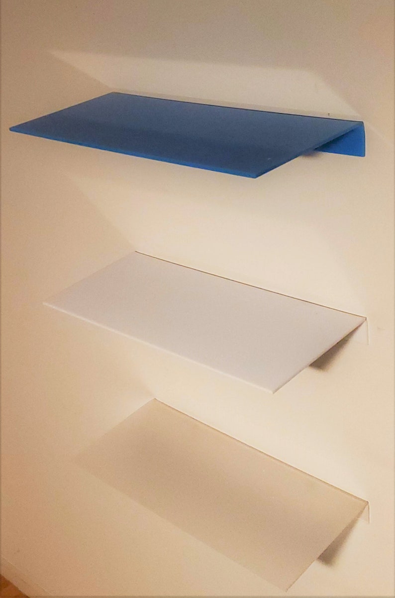 22" Folded Color Lucite Wall Shelf, - 22" Long X 8" Deep 1/4" Acrylic ...