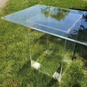 Acrylic Slab Top Table/ghost Table on 16" Sq Pillar Legs -great for ...