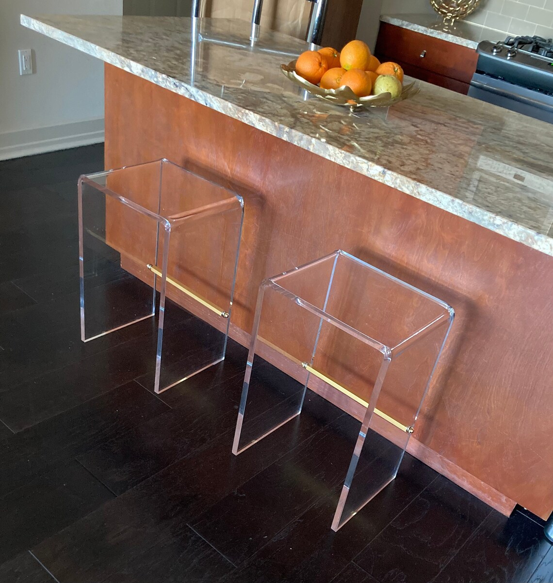 Acrylic Stool (bar Height) With Foot Rest (1) - 29"h X 15"w X 12"d - 5 ...