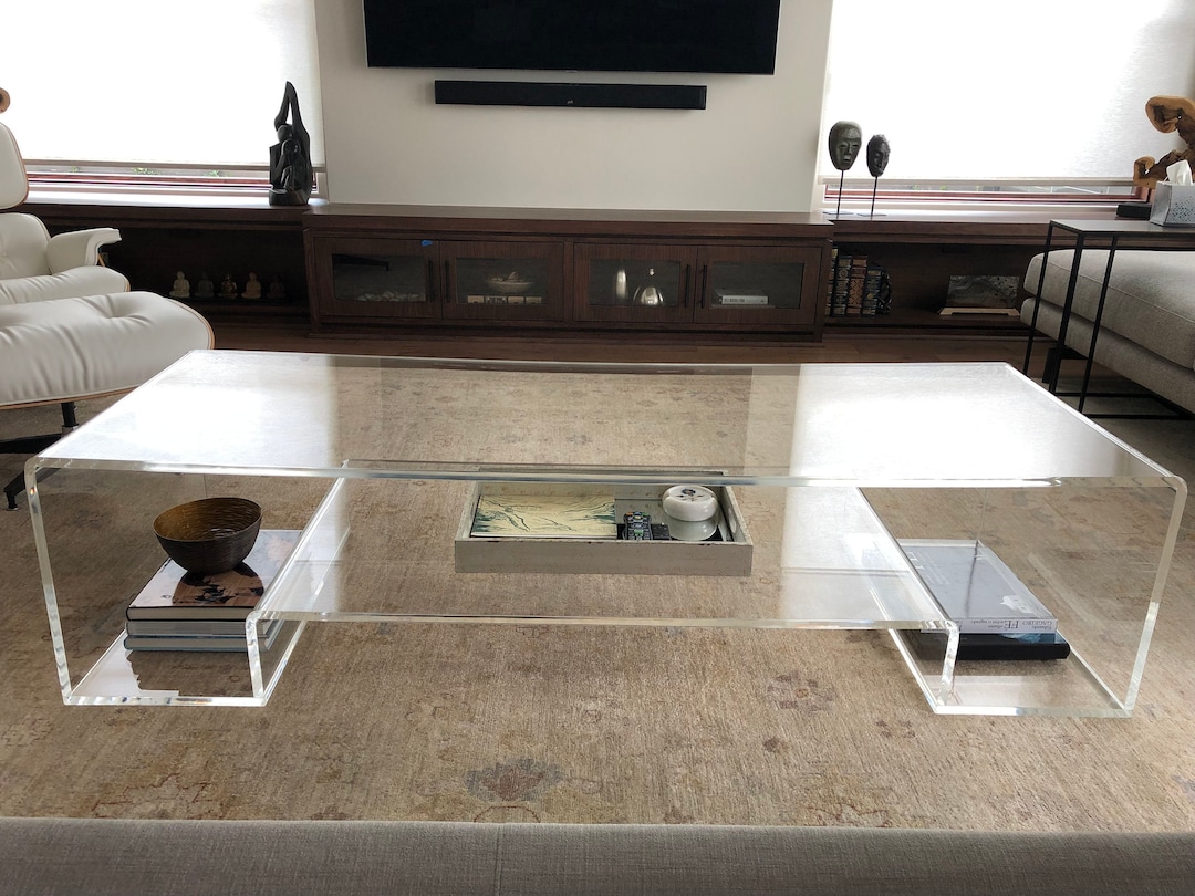 Acrylic Coffee Table Waterfall" Style W/ Full Base 42" X 20" X 20"h ...