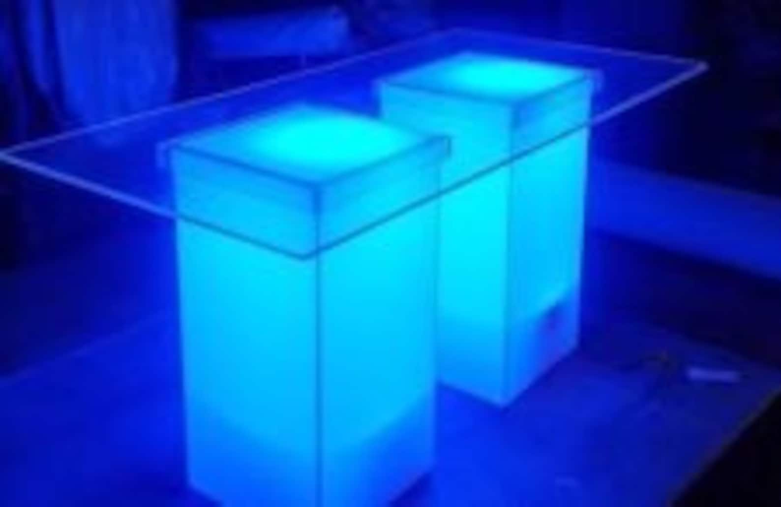 Acrylic Slab Top Table/ghost Table on 16 Sq Pillar Legs great for ...