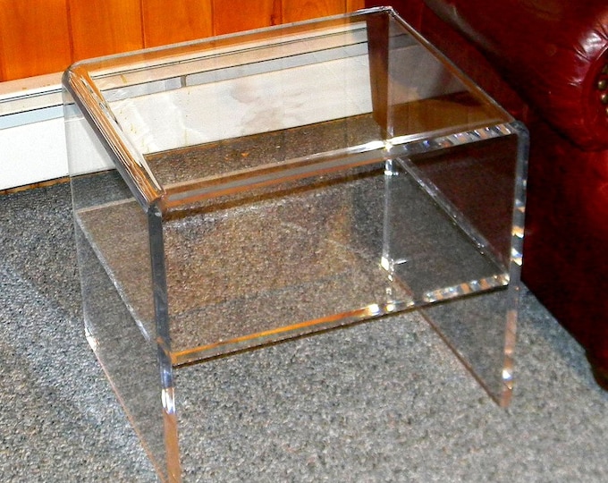Clear Acrylic Side Table With Shelf, Waterfall Edge Design, End Table ...