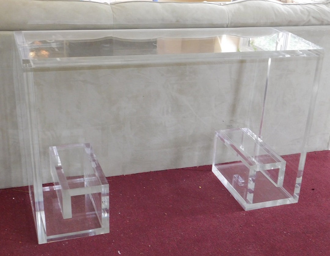 Acrylic Console Table W/ Greek Key Base 44"l X 14"w X 30"h Made to ...