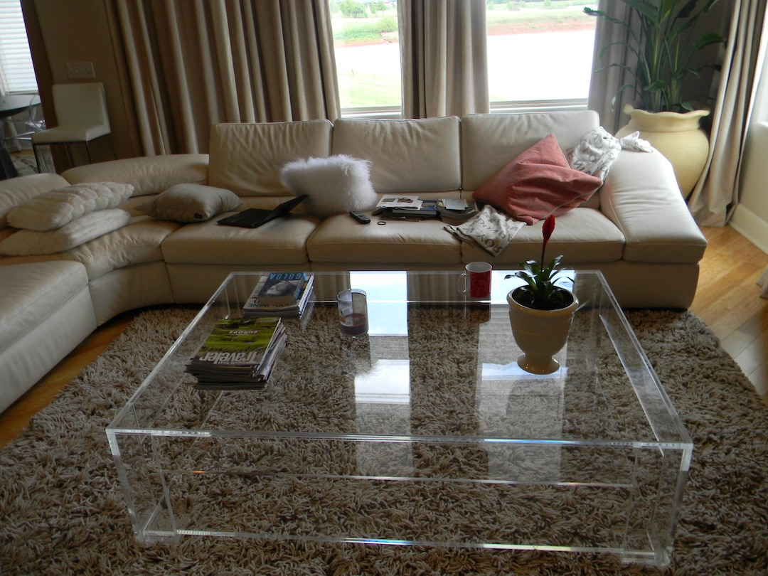 Acrylic Coffee Table W Shelf flange Style 36 X 30 X 18h Made to Order custom Sizing Never a Problem Hand Crafted in the U.S. Etsy