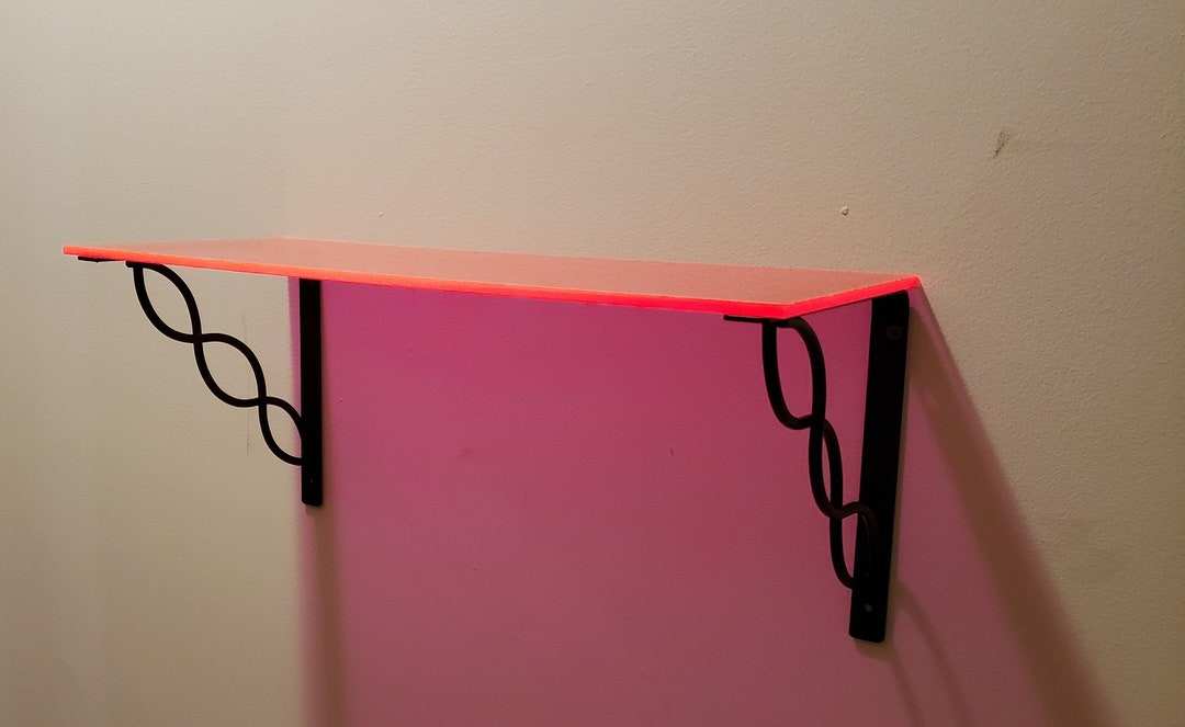 32"l Neon Acrylic Wall Shelf With (3) HEAVY DUTY Brackets -8"wide 1/4 ...