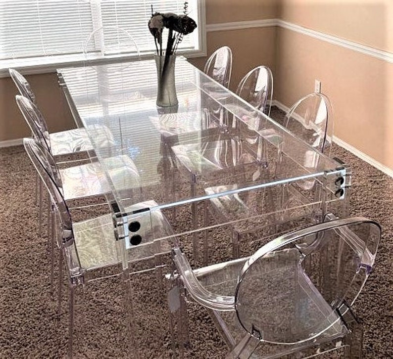 Acrylic Dining Table Fully Clear Button Style Connectors - Etsy