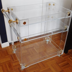 Acrylic/lucite Bar Cart - Rolling Cart 32"l X 14"w X 40"h - Gold ...