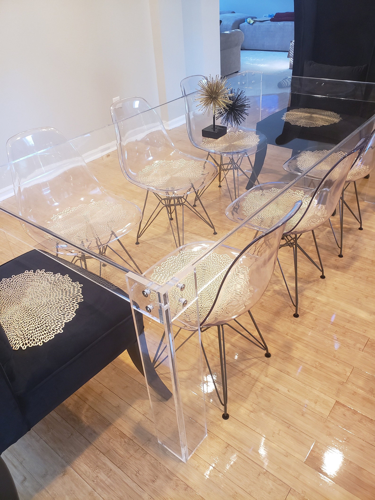 Acrylic Dining Table - Fully Clear, Button Style Connectors Custom ...