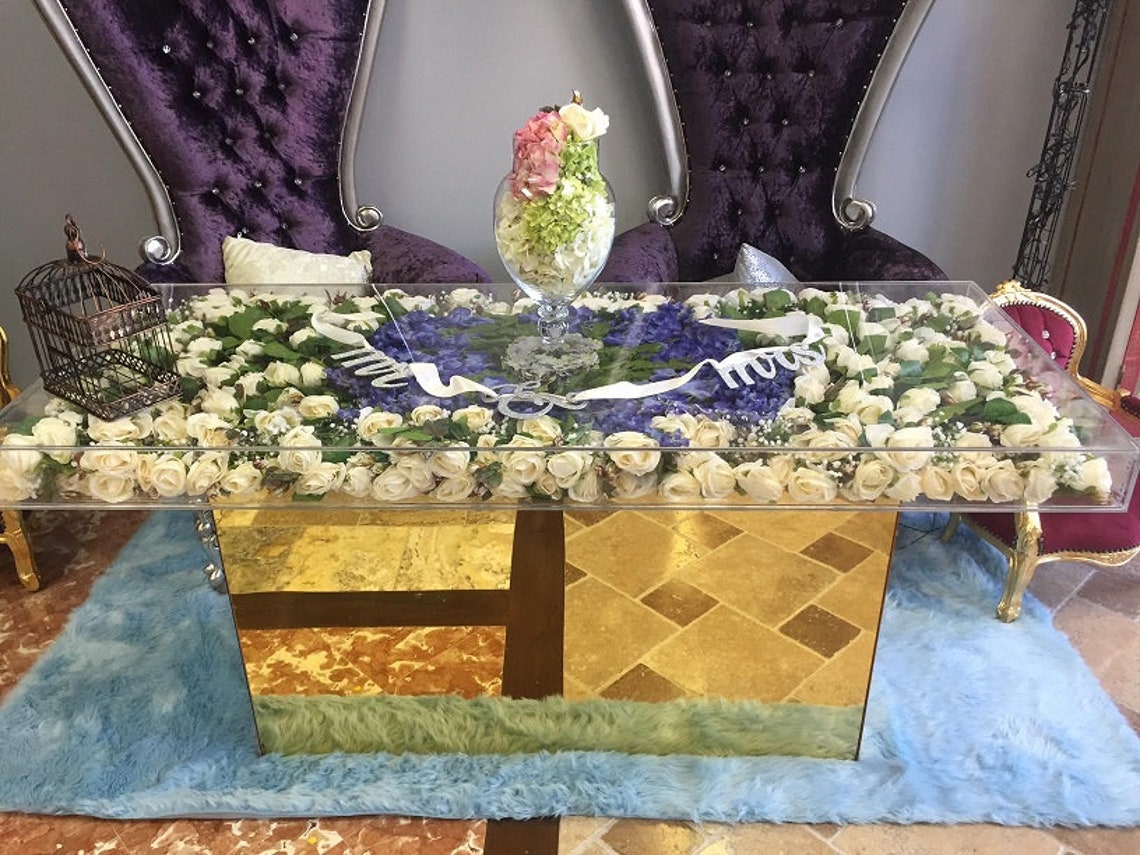 Acrylic Bride Groom Ghost Table With Mirror or White Base - Etsy