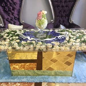 Acrylic Bride Groom Ghost Table With Mirror or White Base- 72"l X 24"w ...