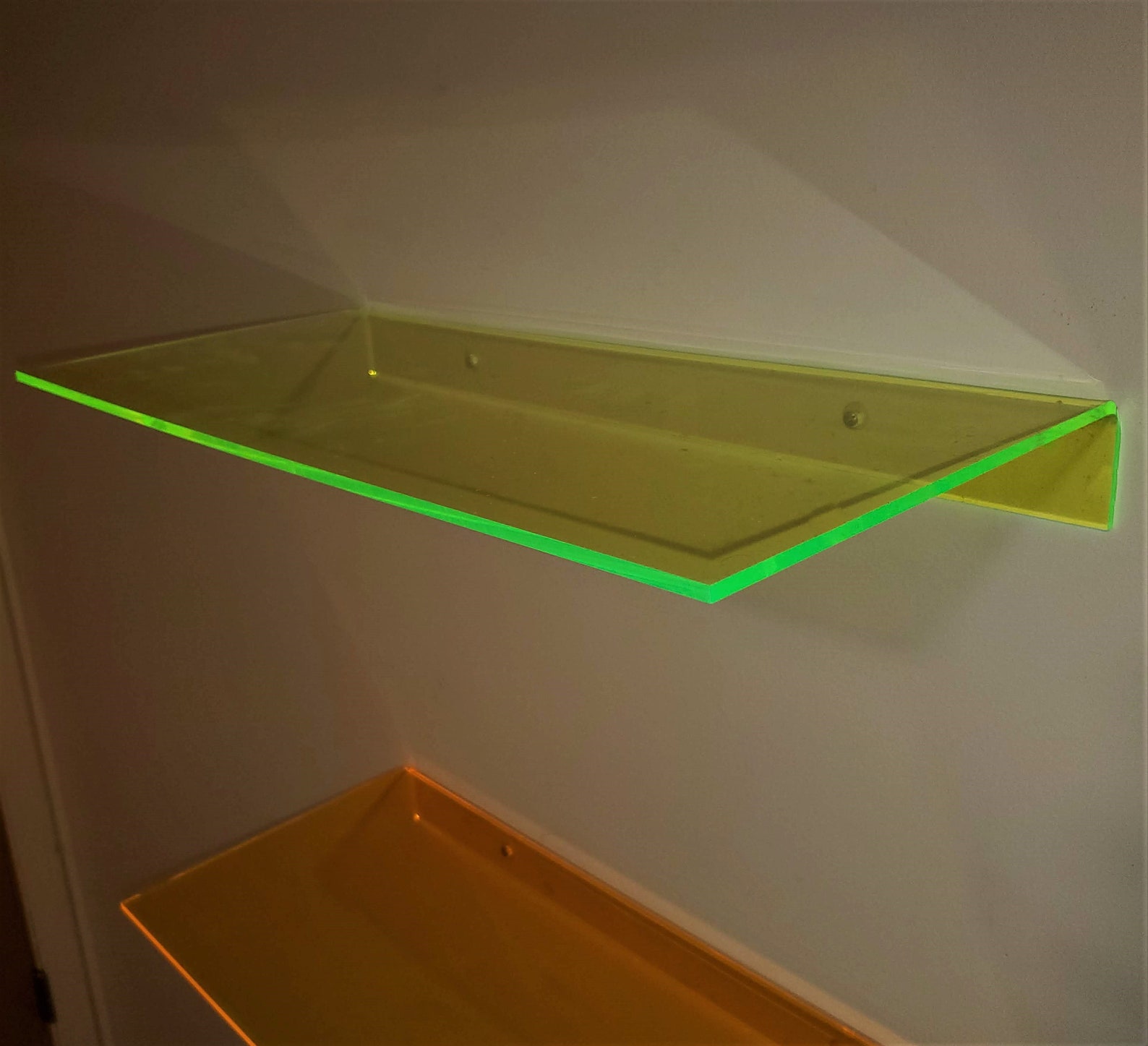 22" Folded Color Lucite Wall Shelf, - 22" Long X 8" Deep 1/4" Acrylic ...