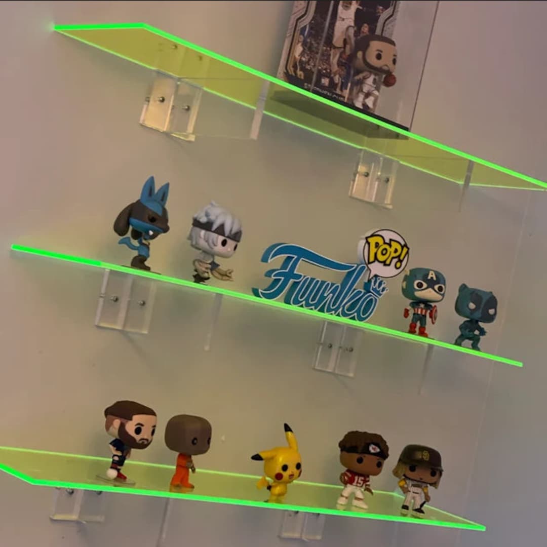 32"l Neon Acrylic Wall Shelf ***NEW DESIGN** Thick Acrylic Brackets -8 ...