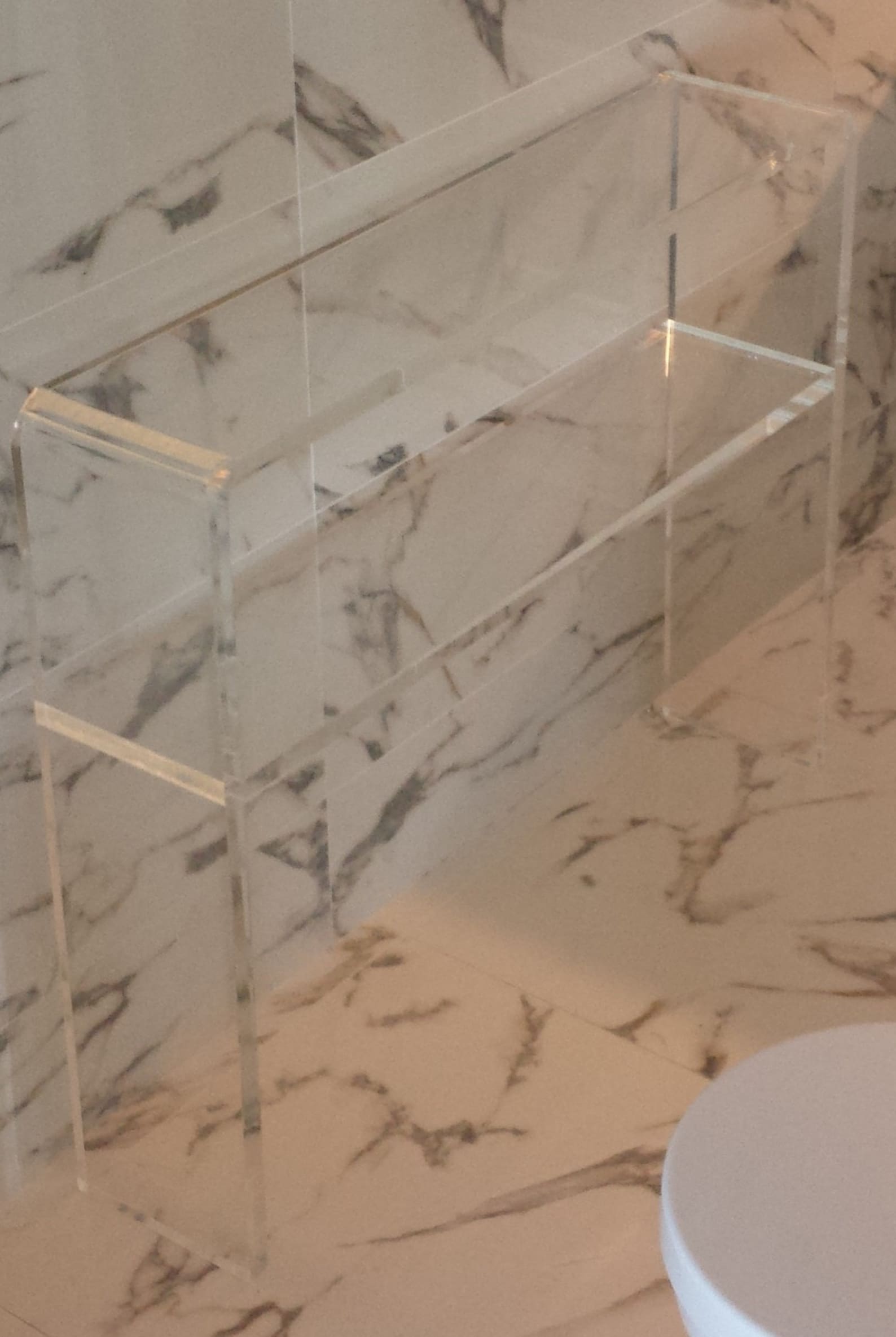 Acrylic Console Table waterfall Edge With Shelf - Etsy