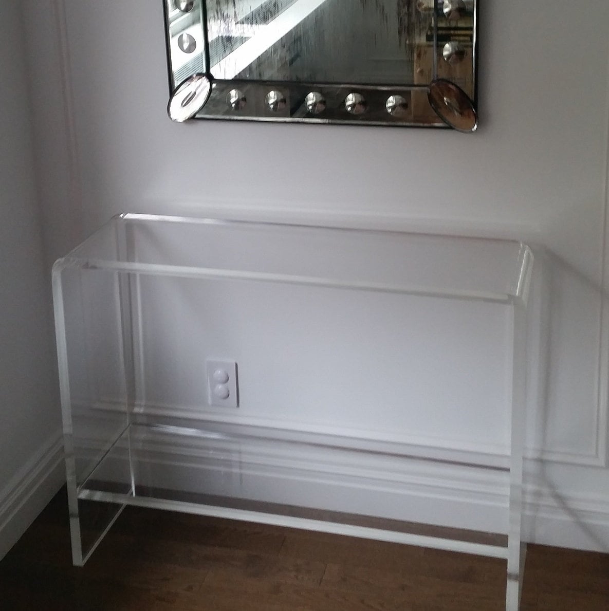Acrylic Console Table waterfall Edge With Shelf - Etsy