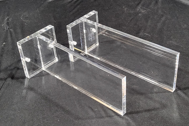 Clear Acrylic Wall Brackets - 8" Long X 3" Deep on a 3 X 3 Mounting ...