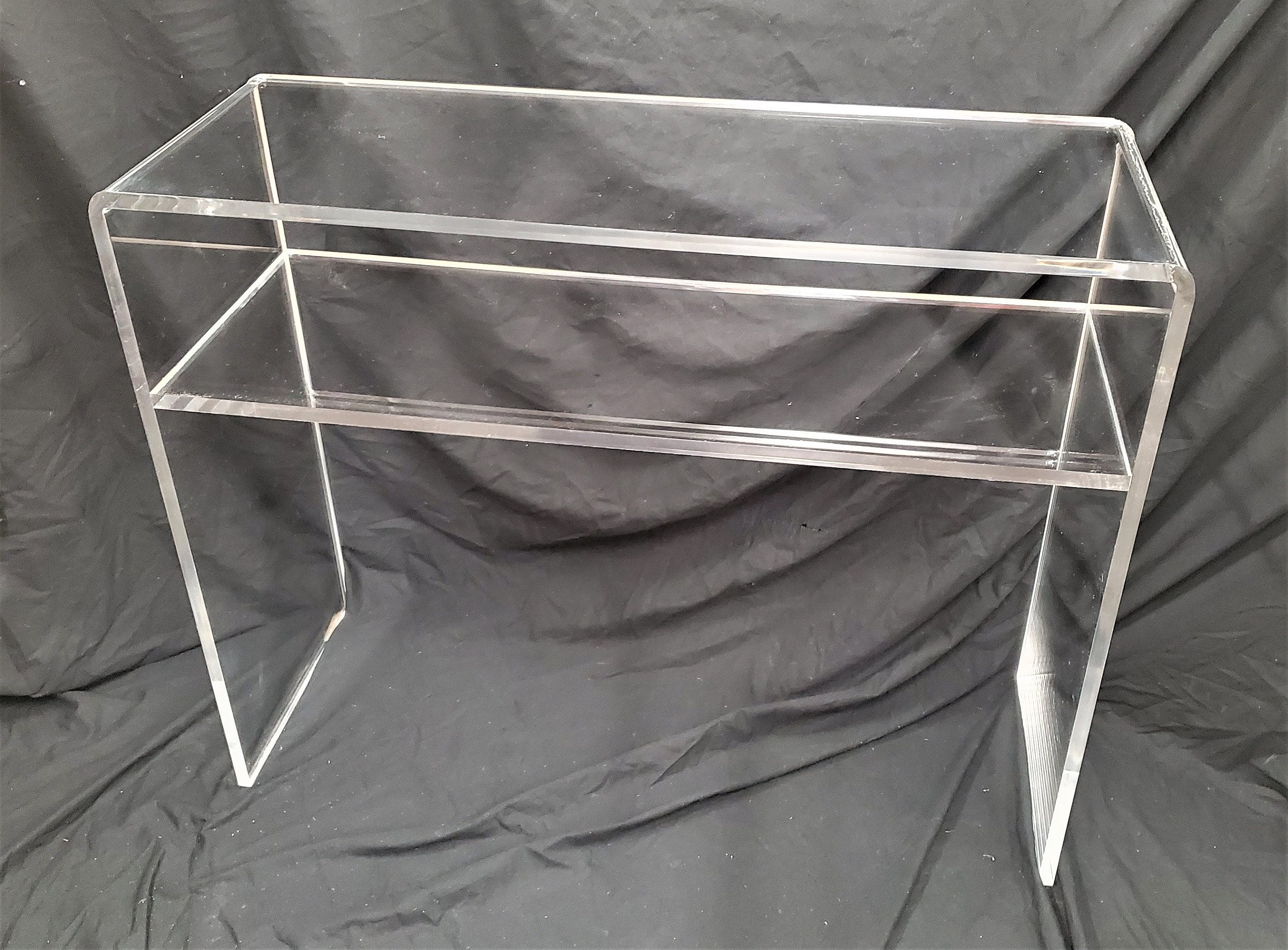 Acrylic Console Table waterfall Edge With Shelf - Etsy