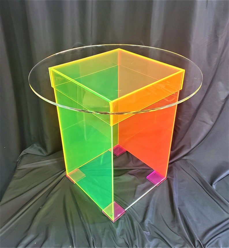 Acrylic-lucite Rainbow Table : 32 Dia Clear Top With - Etsy