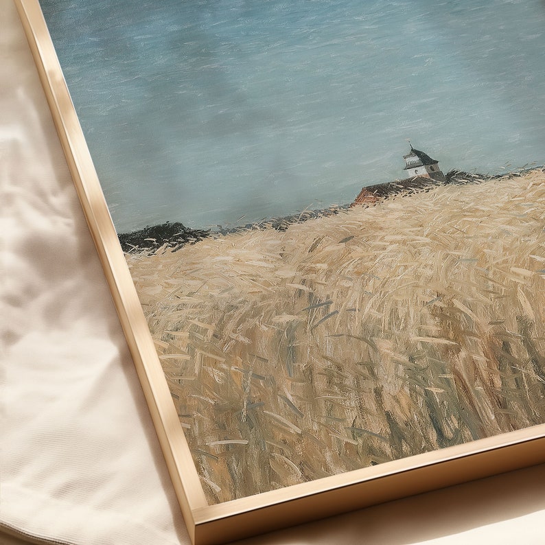 Wheatfield in Summer Sunny Field and Blue Sky Simple Landscape Oil ...